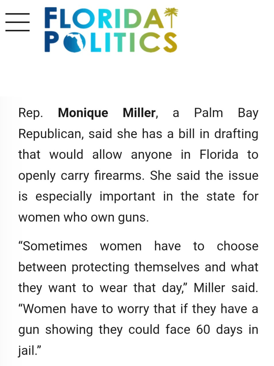 FL: Rep. Monique Miller Has Open Carry Bill in Drafting! | GOA