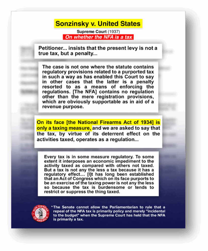 Repealing National Firearms Act Excise Taxes Is Byrd Compliant | GOA